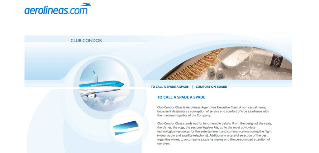 Aerolineas Argentinas Club Condor Class: To Call A Spade A Spade - Live ...