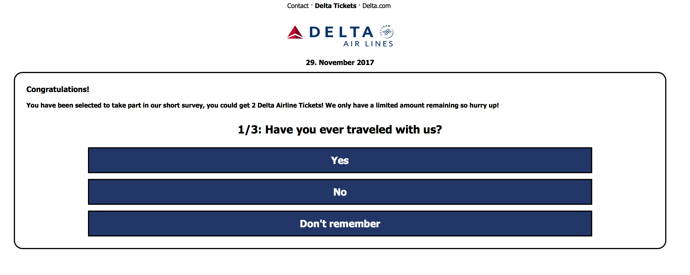 Free Tickets on Delta - A Facebook Scam - Live and Let's Fly