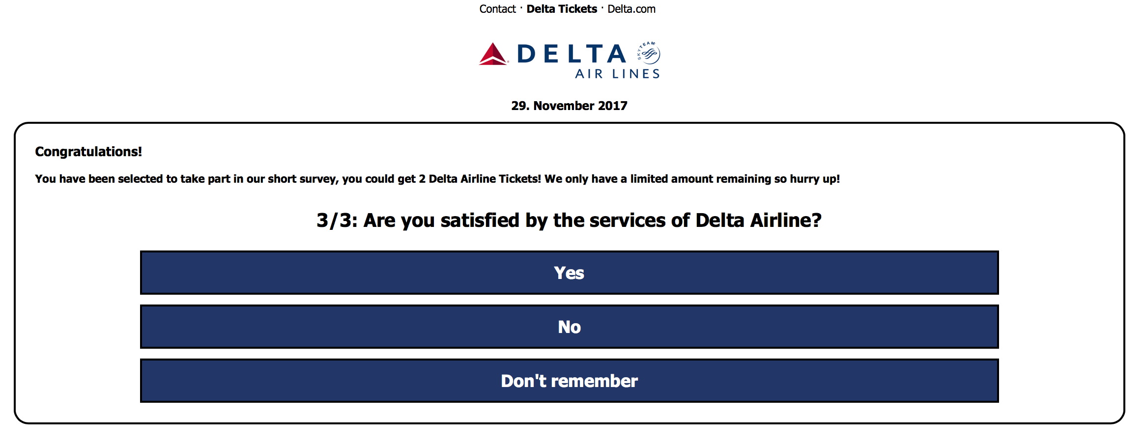 Free Tickets on Delta - A Facebook Scam - Live and Let's Fly