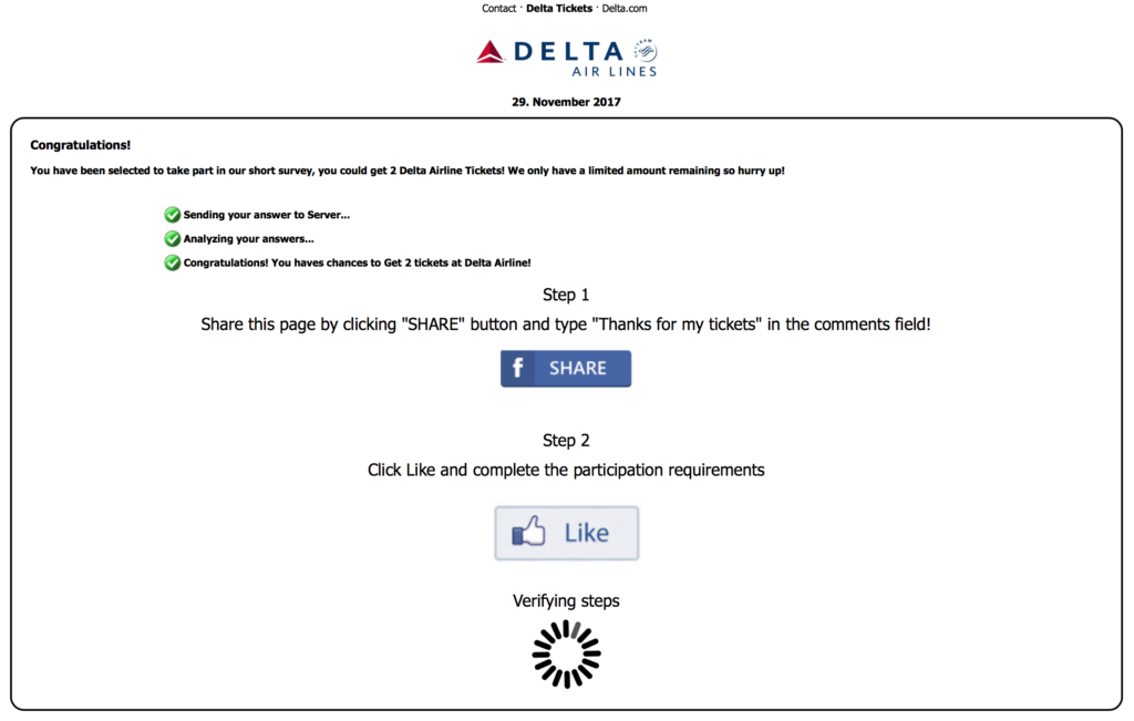 Free Tickets on Delta - A Facebook Scam - Live and Let's Fly
