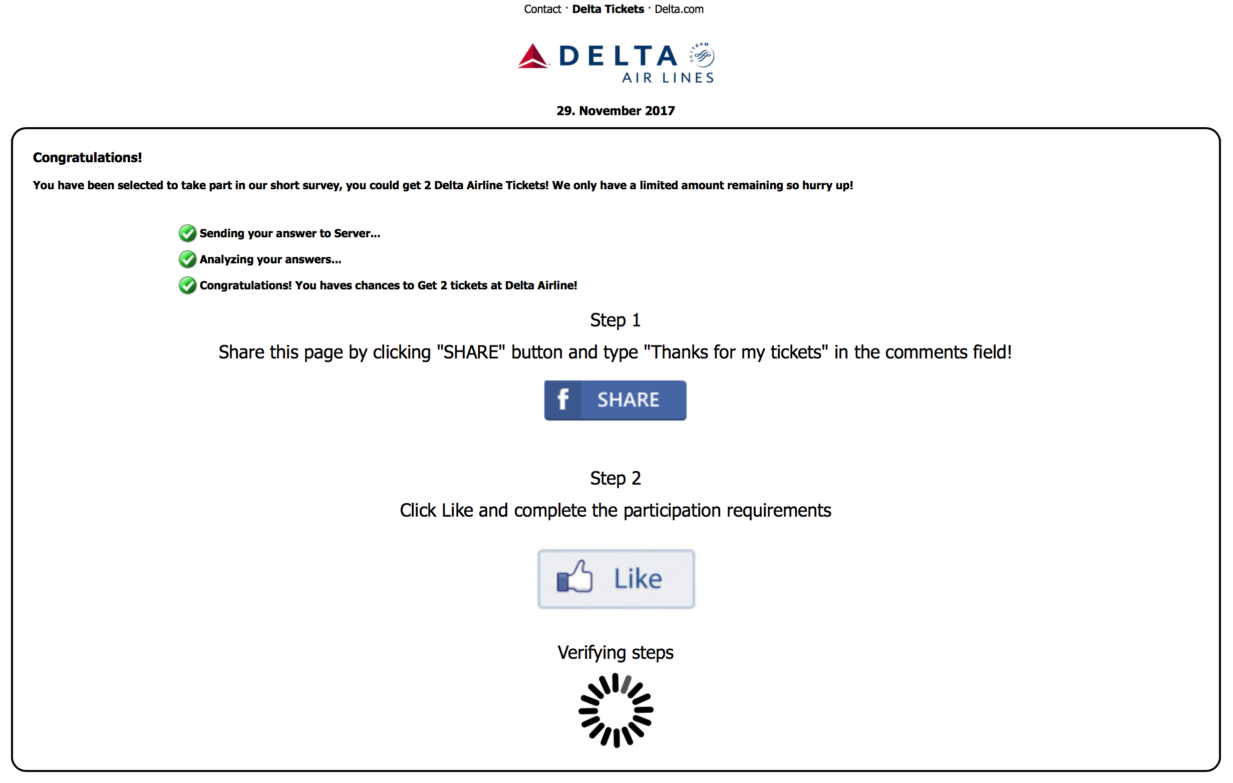 Free Tickets on Delta - A Facebook Scam - Live and Let's Fly