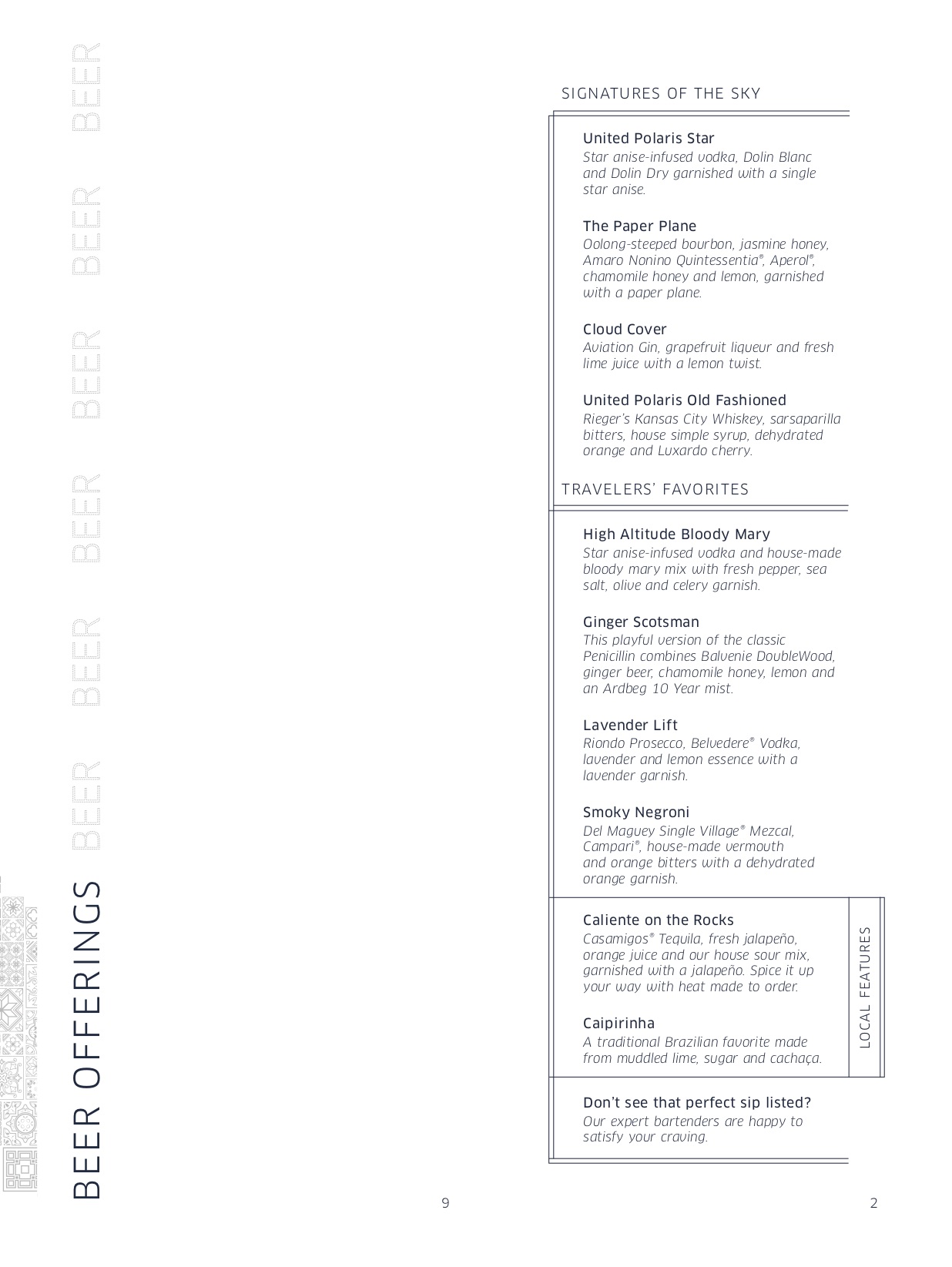 Dining and Bar Menus at United Polaris Houston (IAH) Lounge - Live and ...