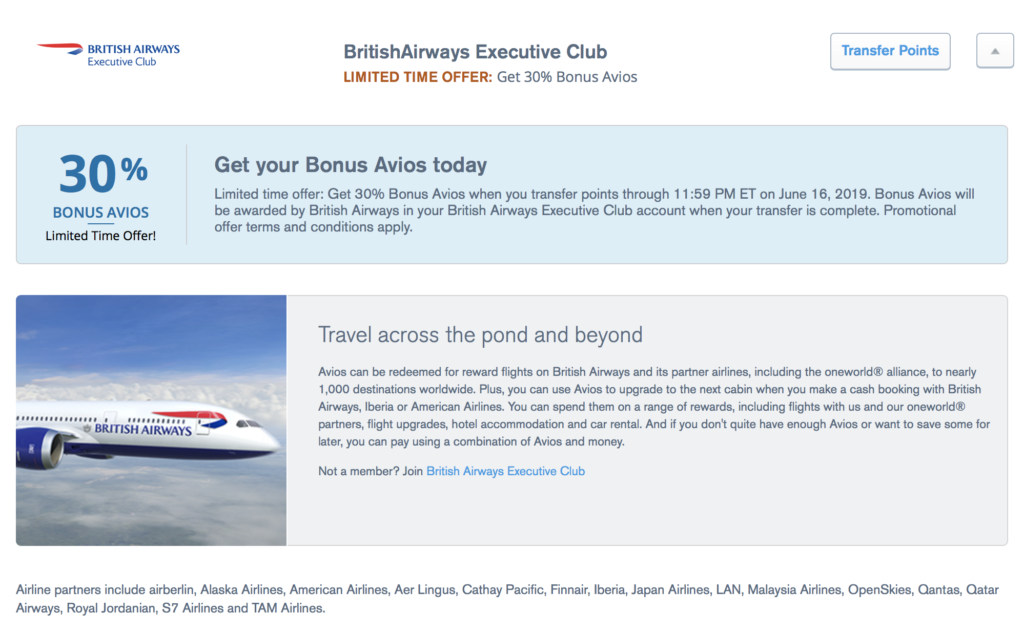 Chase Enters The World Of Transfer Bonuses - Live and Let's Fly