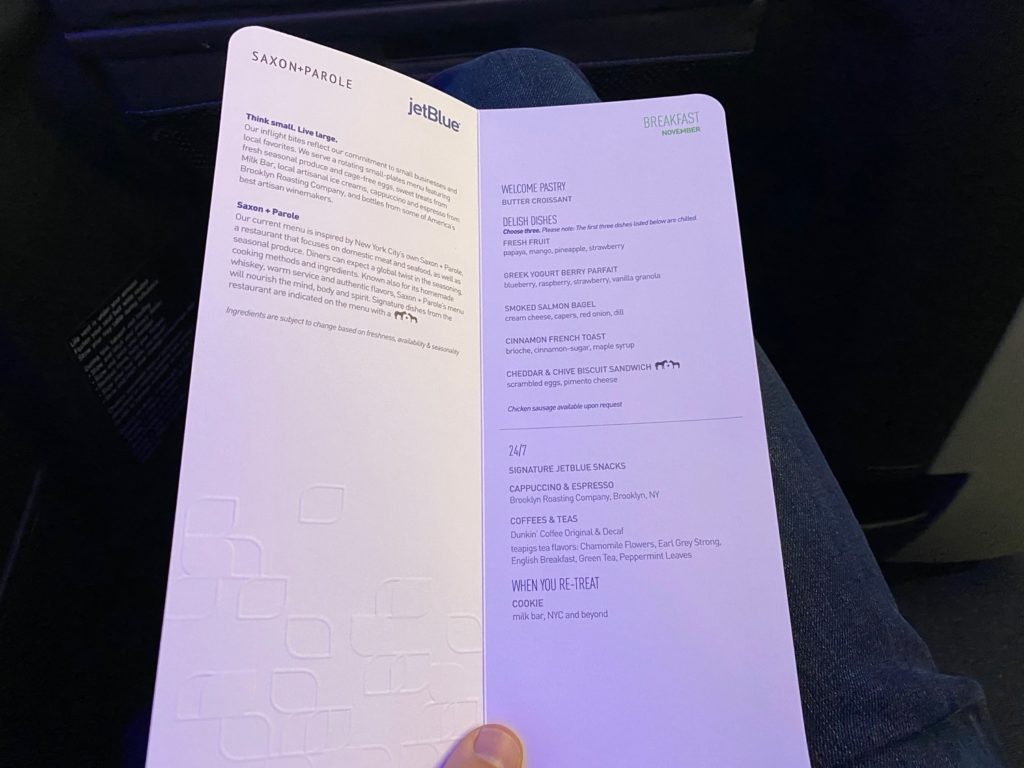 Breakfast In JetBlue Mint - Live and Let's Fly