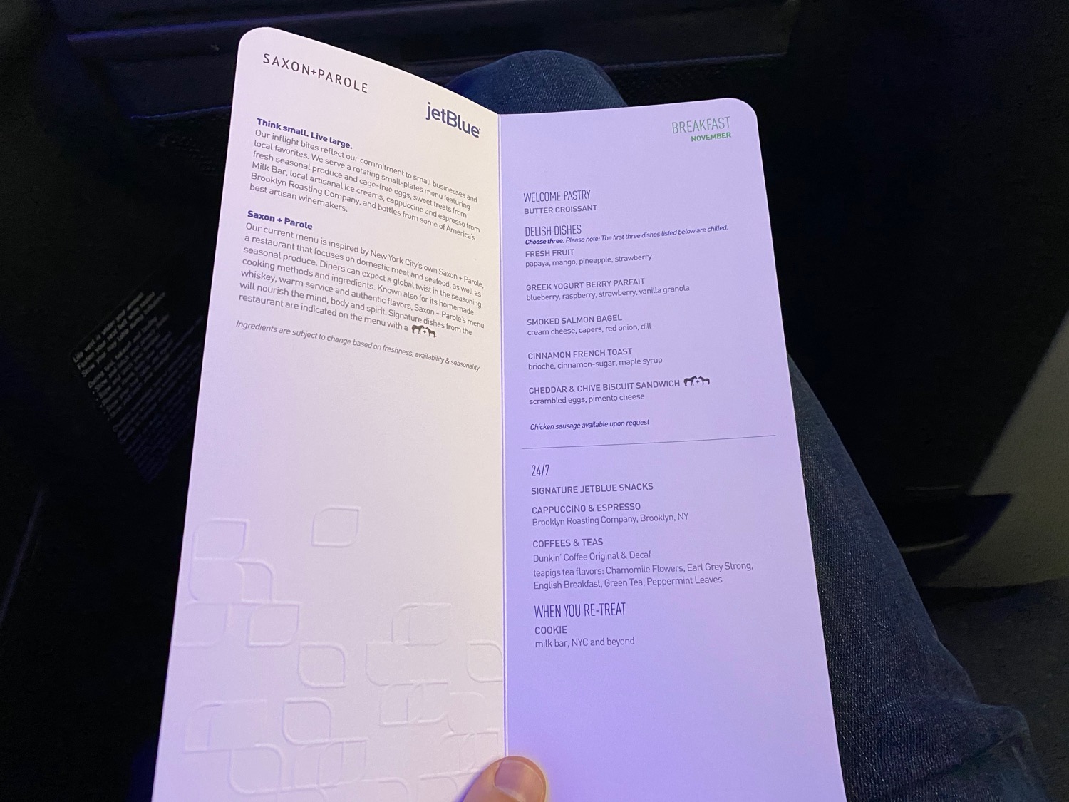 Breakfast In JetBlue Mint - Live and Let's Fly