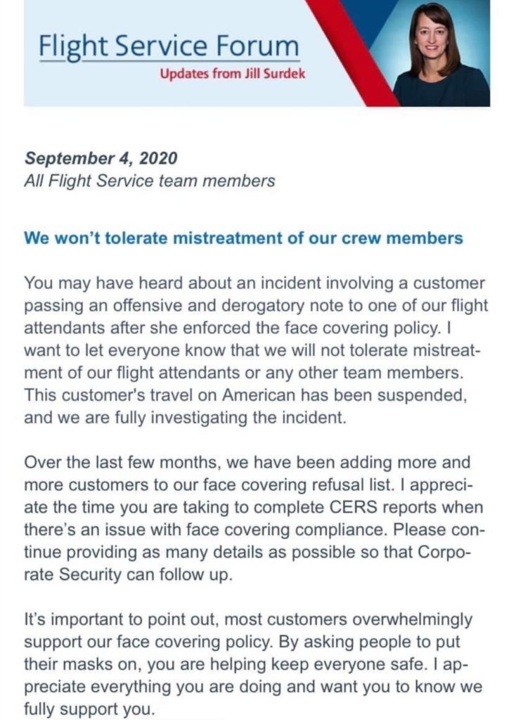 American Airlines Suspends, But Does Not Ban, Passenger Who Wrote Nasty ...