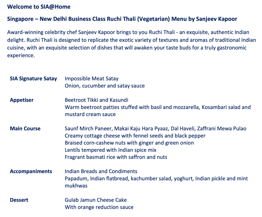 Review: Singapore Airlines SIA@Home Business Class Dinner - Live and ...