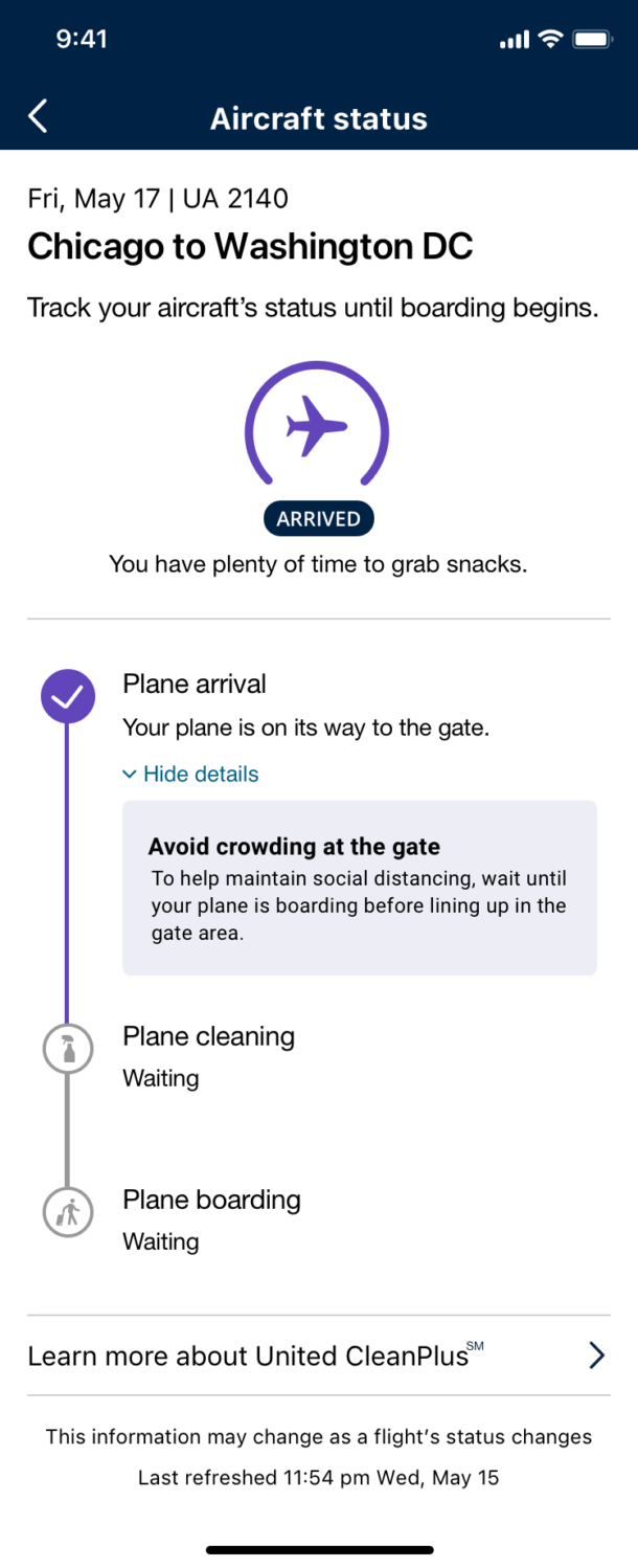 United Airlines "How's My Flight Tracking" Option In App - Live and Let ...