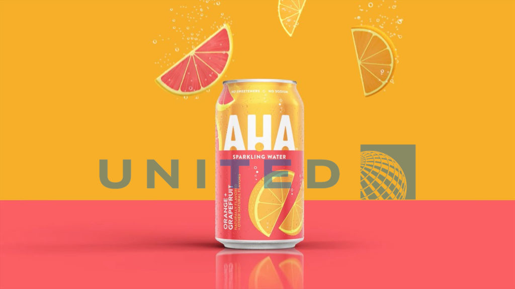 United Airlines Adds AHA Orange Grapefruit Sparkling Water - Live and Let's Fly