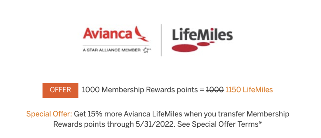 Avianca LifeMiles 15% Transfer Bonus Via American Express - Live and ...