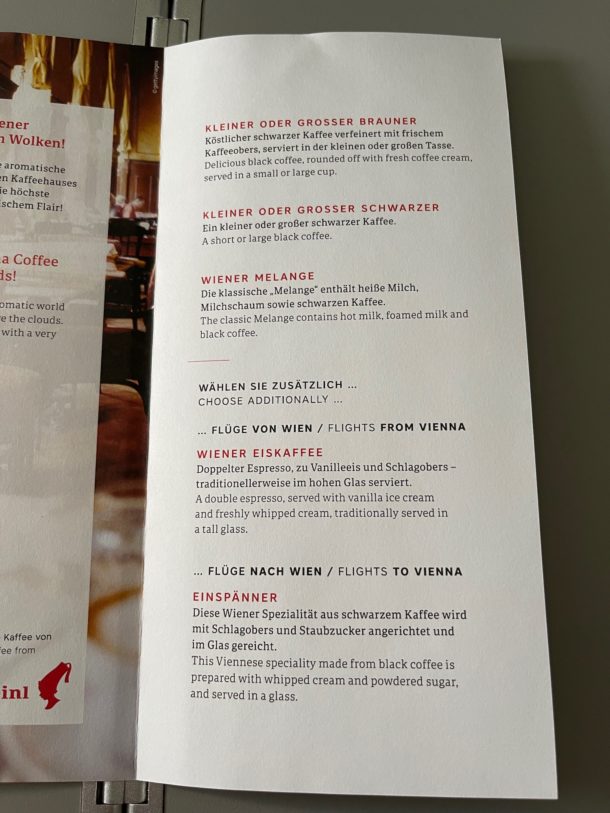 Austrian Airlines' Exquisite Coffee Menu - Live and Let's Fly