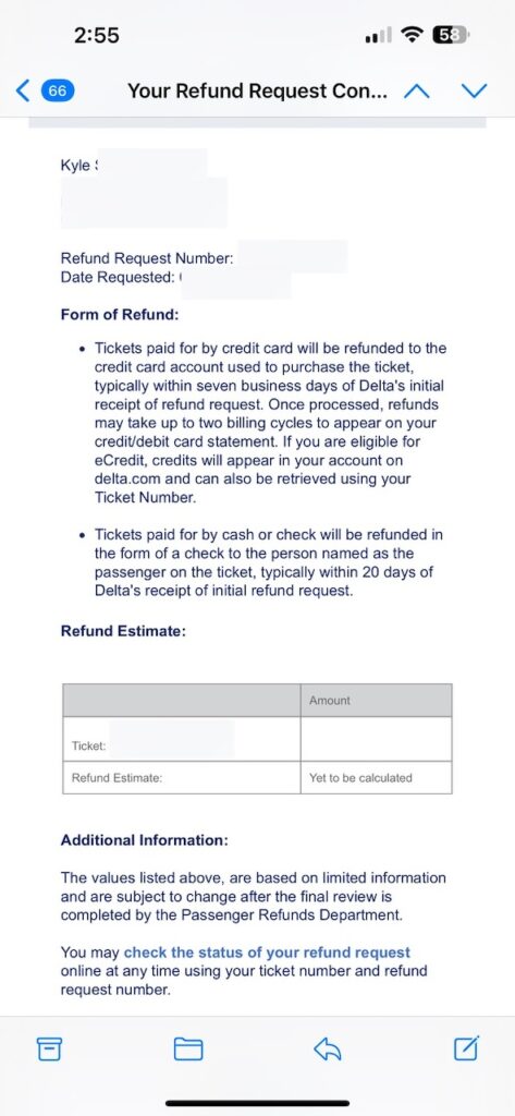 Delta Doesn't Know Skymiles Penalty Refund On Cancelled Ticket - Live ...