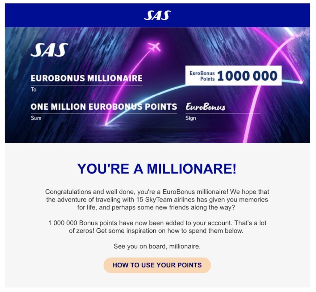 1 Million Miles Just Posted To My SAS EuroBonus Account! - Live and Let ...