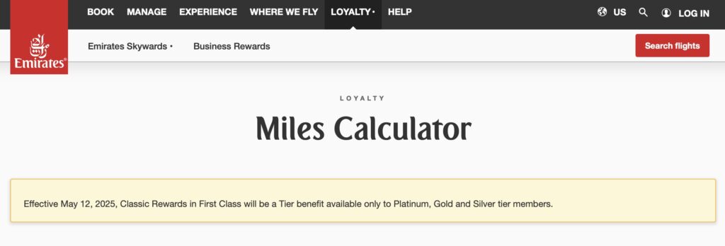 Emirates Restricts First Class Awards To Skywards Elites (But There Are ...
